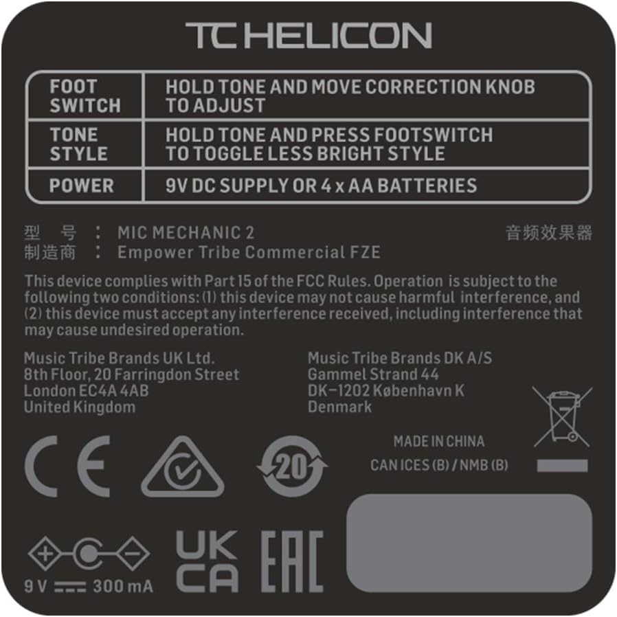 TC Helicon MIC MECHANIC 2 Ultra-einfache batteriebetriebene Vocal Effe ...