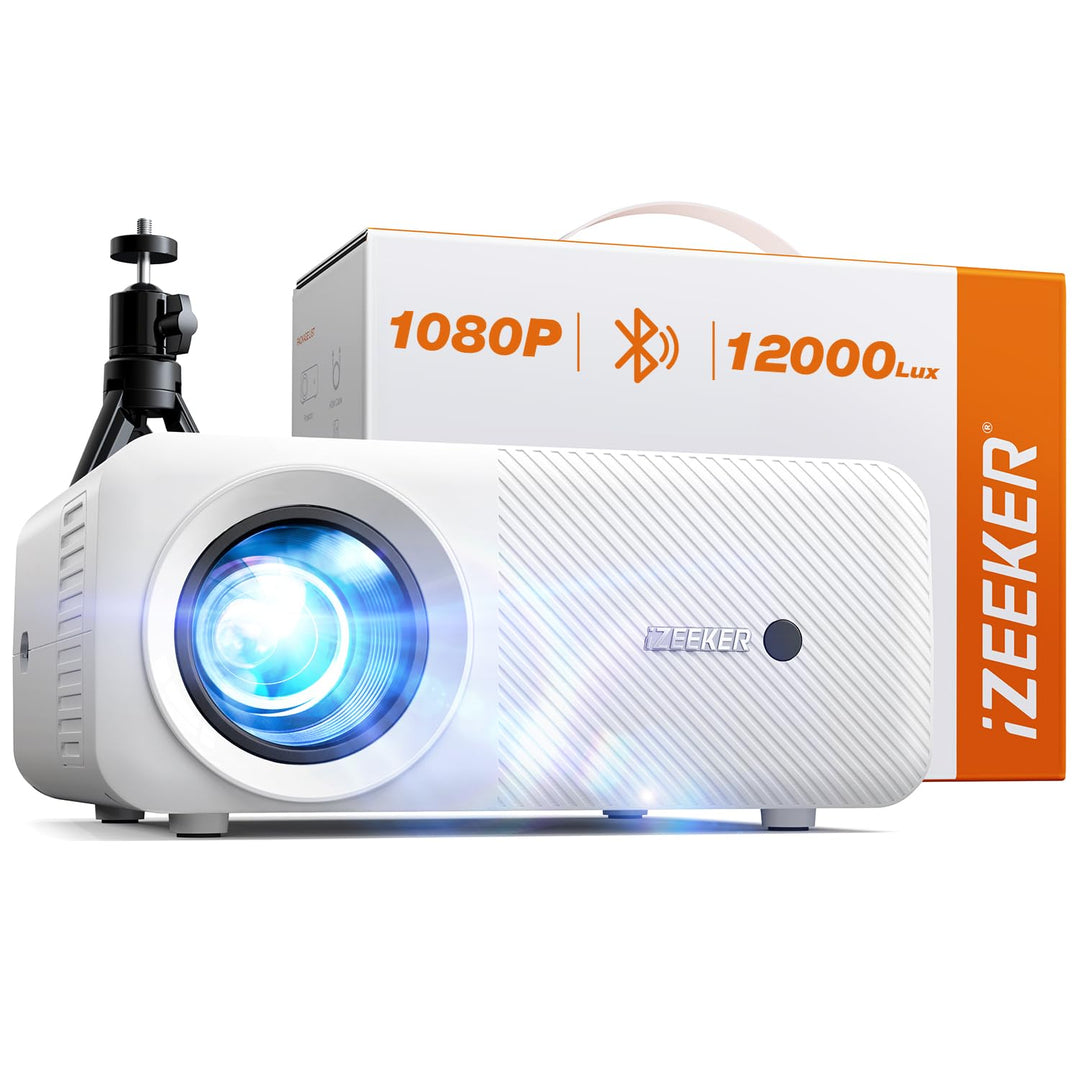 Mini Beamer Bluetooth mit Stativ, VideoBeamer 12000 Lux 1080P, iZEEKER ...