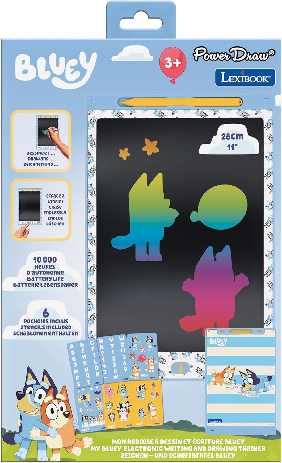 Lexibook, Multicolor E-Ink Zeichen-Tablet 28 cm mit Bluey-Schablonen ...