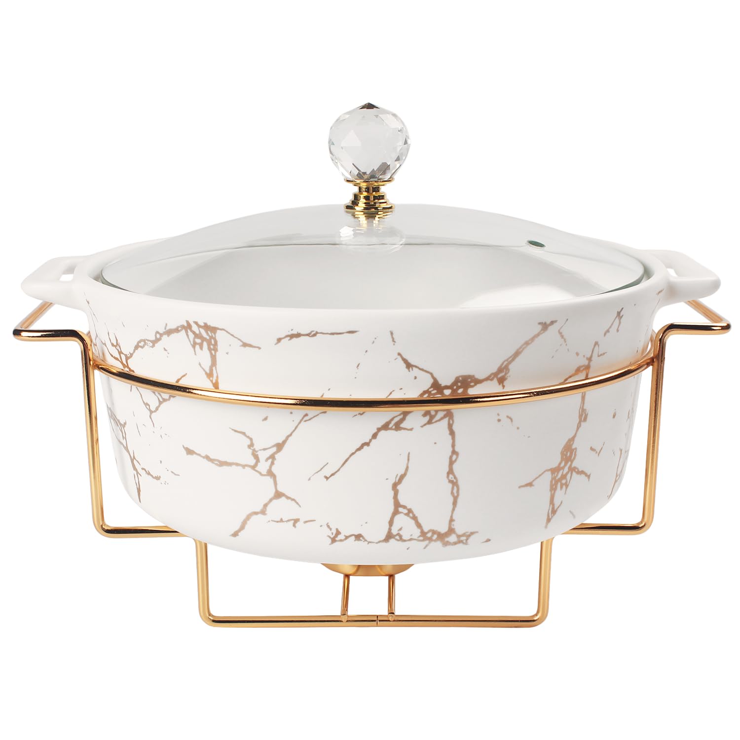 Porcelain Serving French Tureen Set with Glass Lid and Rack, 1900 ML C ...