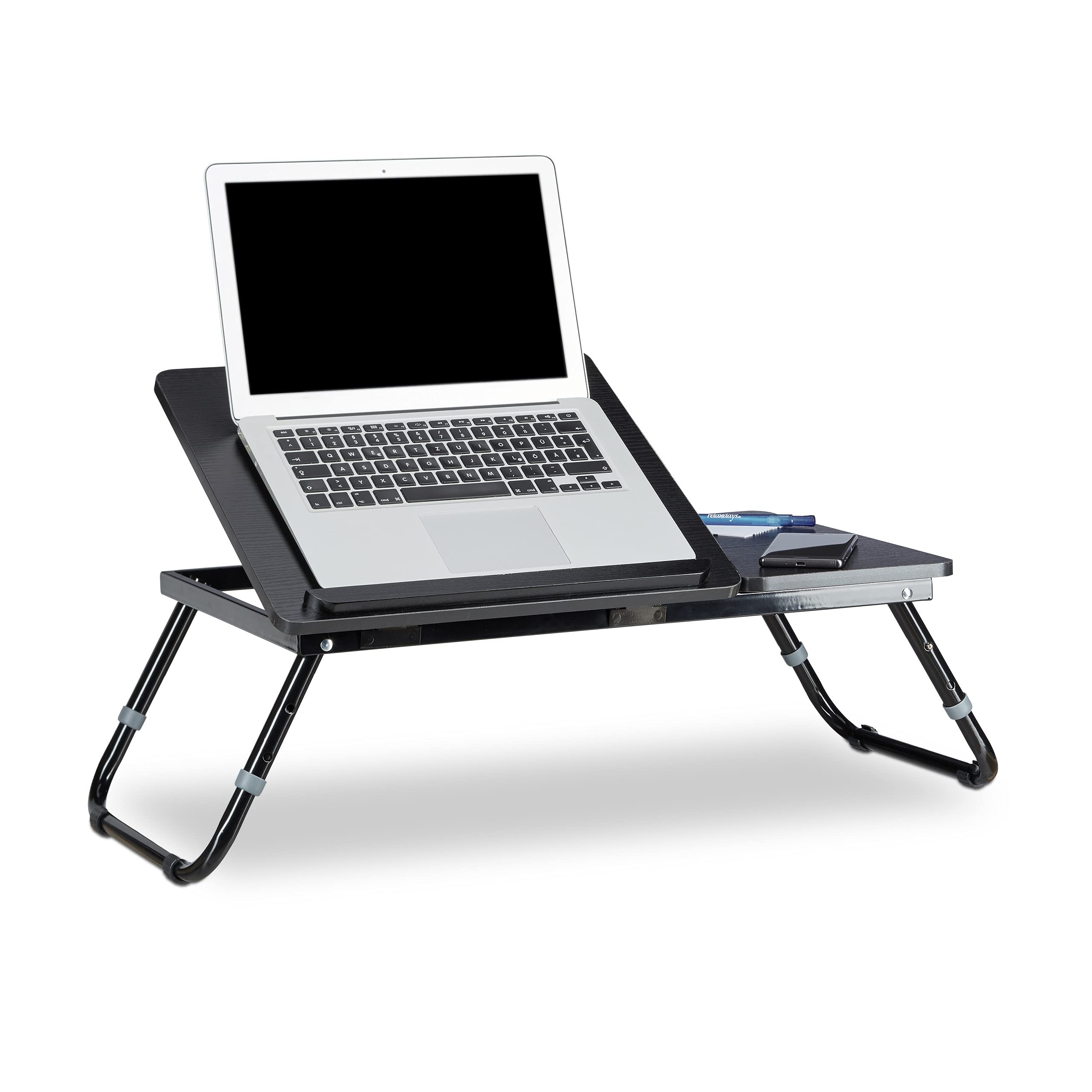Relaxdays 3 x Laptoptisch fürs Bett, verstellbar, Betttablett klappbar ...
