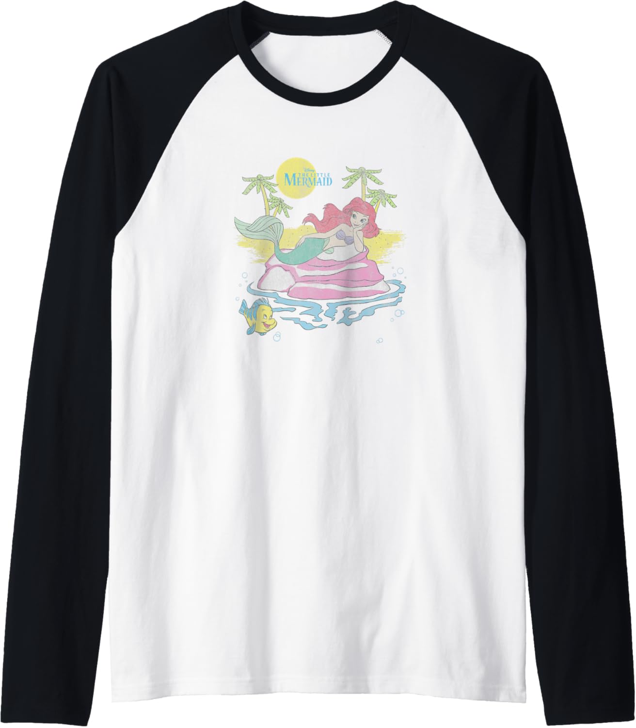 Disney The Little Mermaid Ariel & Flounder Relaxing Pastel Raglan ...