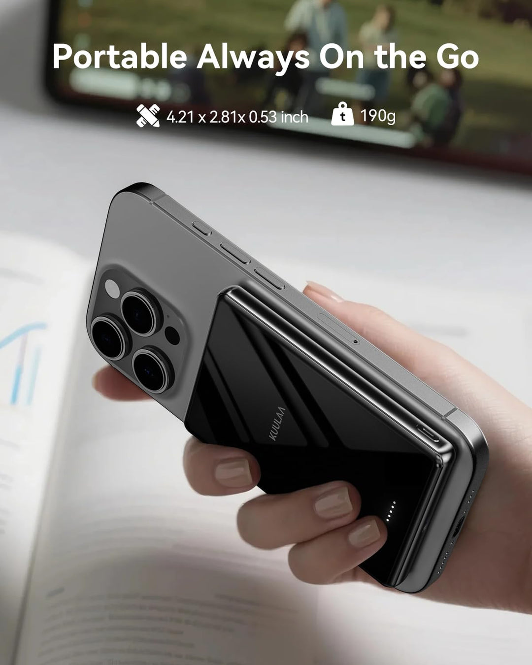 Magnetische Power Bank,MagSafe PowerBank 10000mAh 13.5mm,20W USB C Kle ...