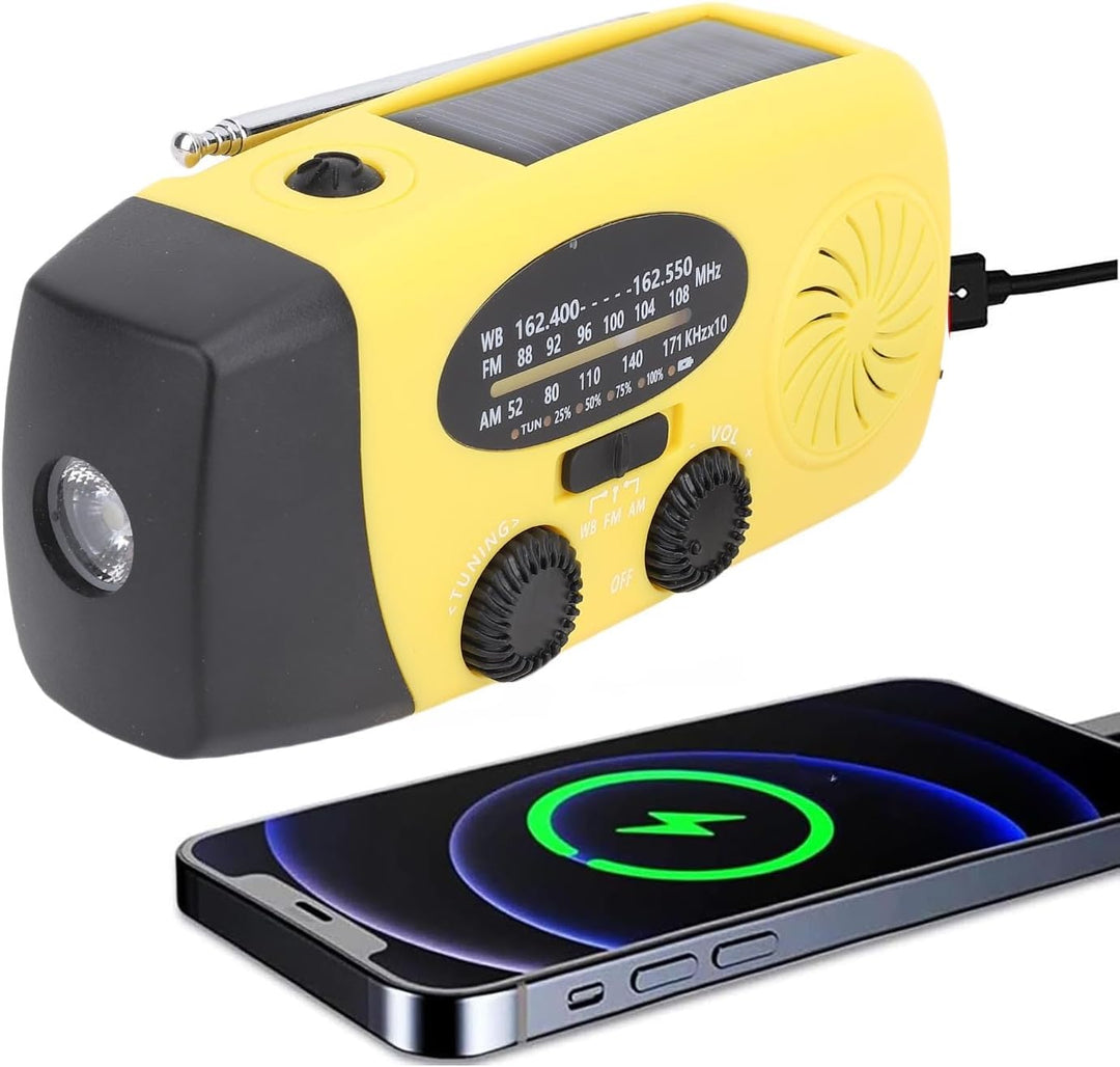 Solar-Radio mit Solar-Radio mit Kurbel, mit 2000 mAh Akku, NOAA AM/FM ...