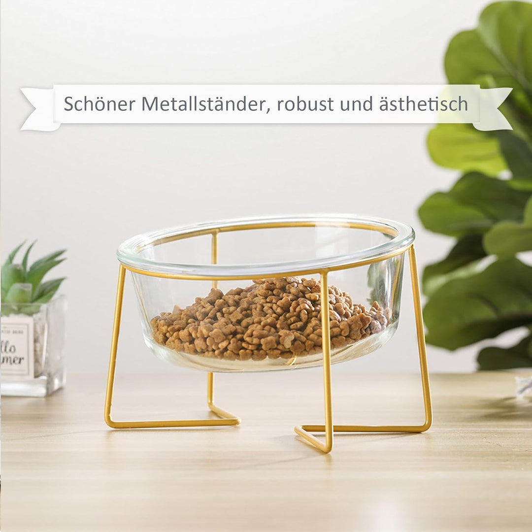Futternapf Hund Erhöht aus Glas - Hundenapf mit Metallständer - Fress ...