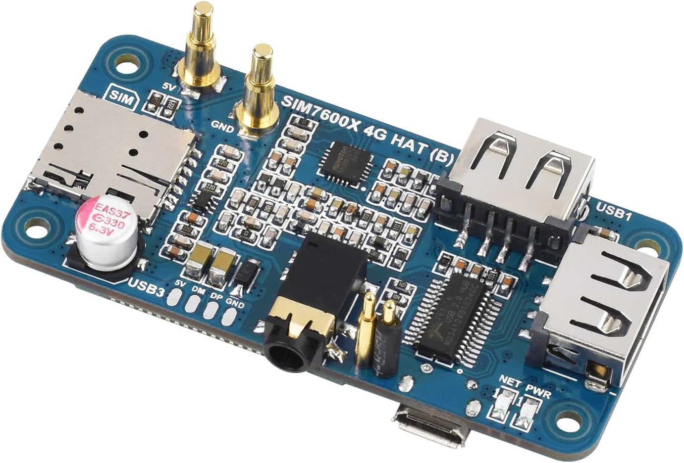 Waveshare SIM7600G-H 4G HAT, Global Band, Enabling LTE Cat-4 4G / 3G ...