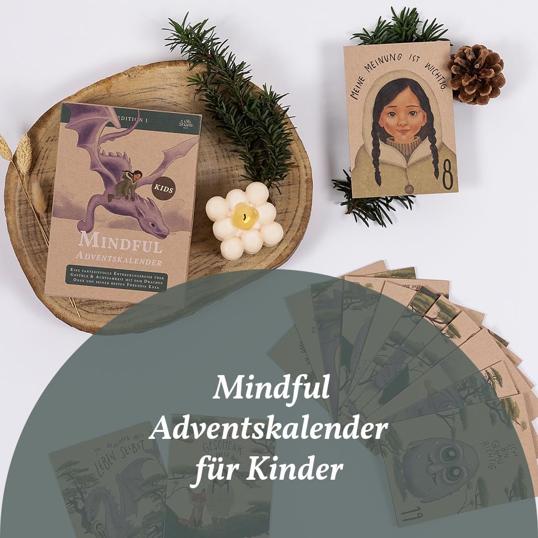 VEGAN BOX® Adventskalender Mindful für Kinder | 24 stärkende Affirmati ...