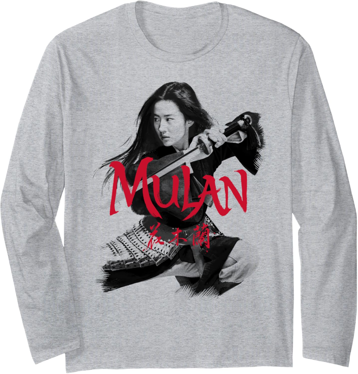 Disney Mulan Live Action Mulan Action Pose Logo Red Langarmshirt ...
