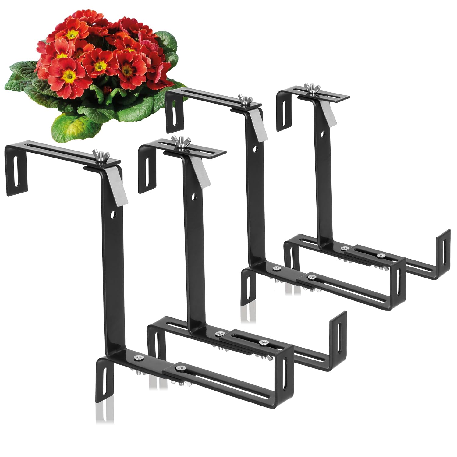 com-four® 4X Premium Blumenkastenhalter für Balkon-Brüstungen und Gelä ...