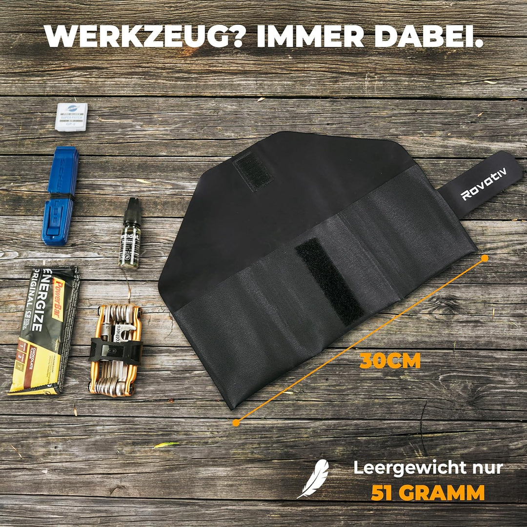 Rovativ® Bikepacking Werkzeugtasche - super kompakte Fahrrad Satteltas – techstudio.ch