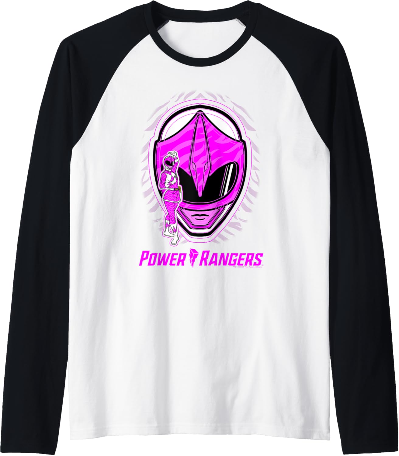 Power Rangers Pink Ranger Icon Fill Helmet Silhouette Raglan ...