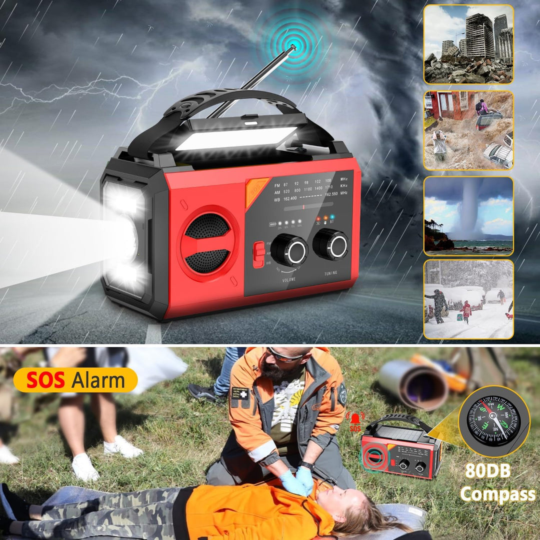 27000mAh Notfallradio mit Kurbel,Solar,Batterie und USB Betriebene,Tra ...