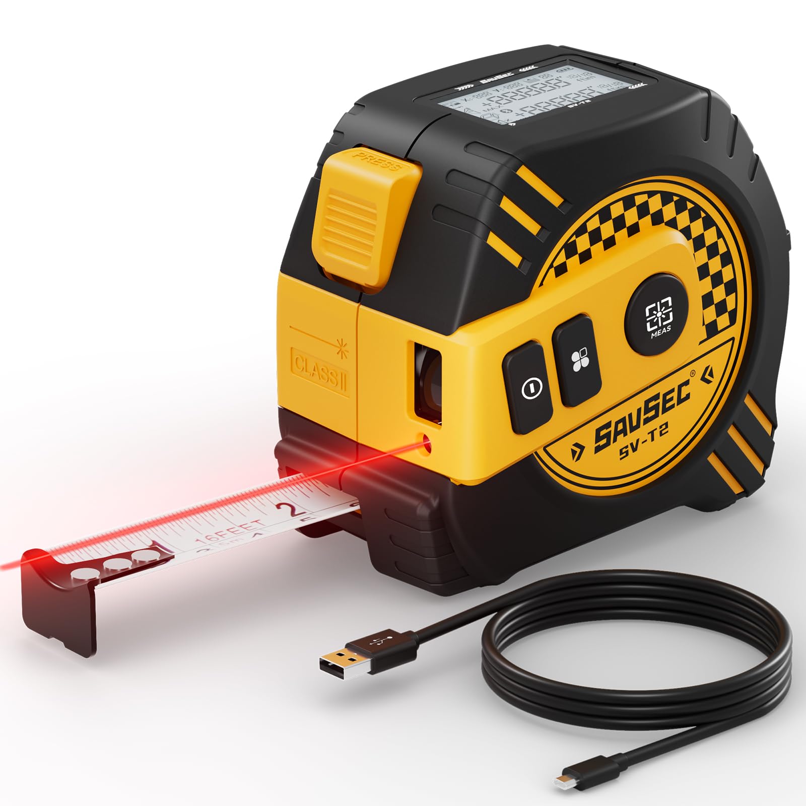 Laser Entfernungsmesser, SAVSEC 2 in 1 80m Laser Massband Digitales Ma – techstudio.ch