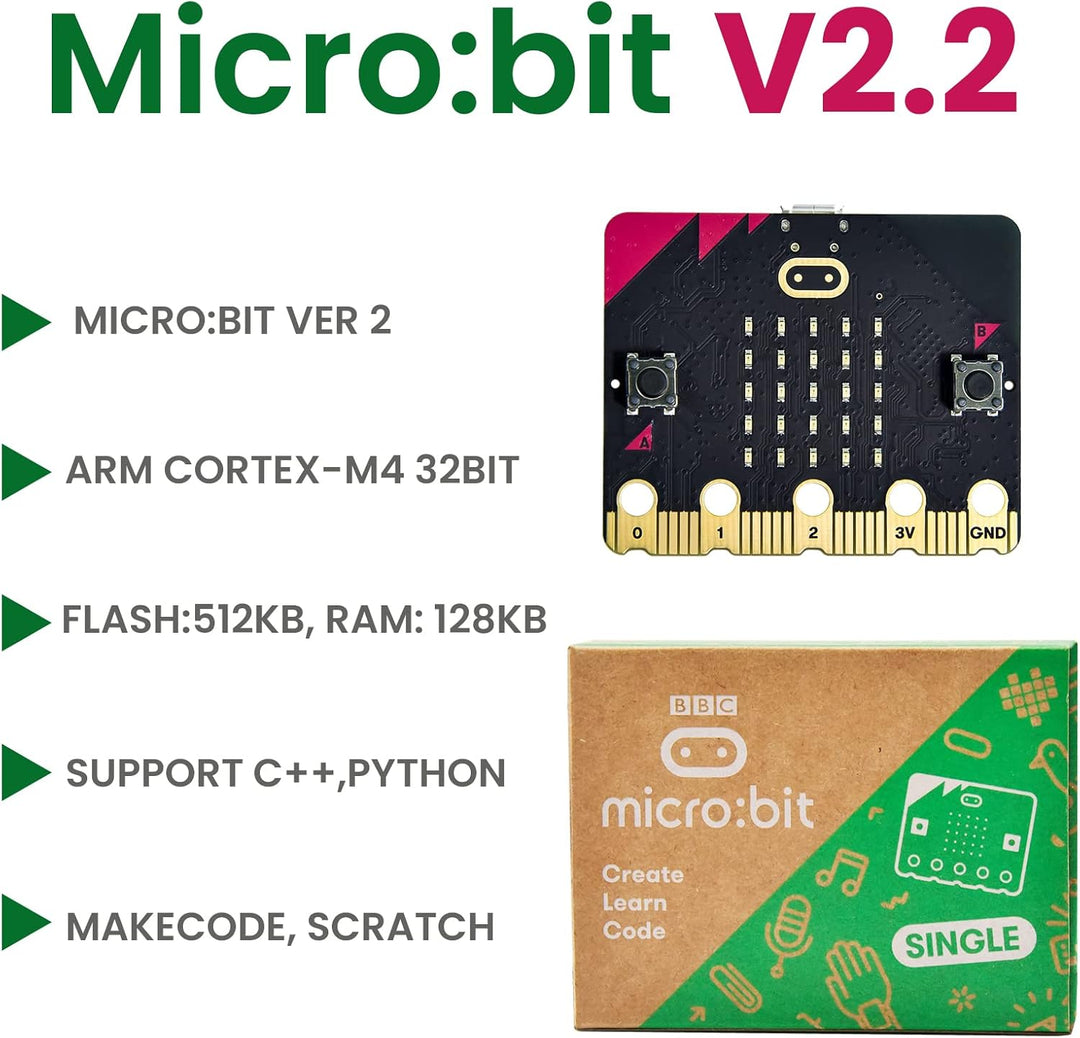 KEYESTUDIO BBC Micro:bit Basic Starter Kit mit Micro Bit V2.2, grafisc ...