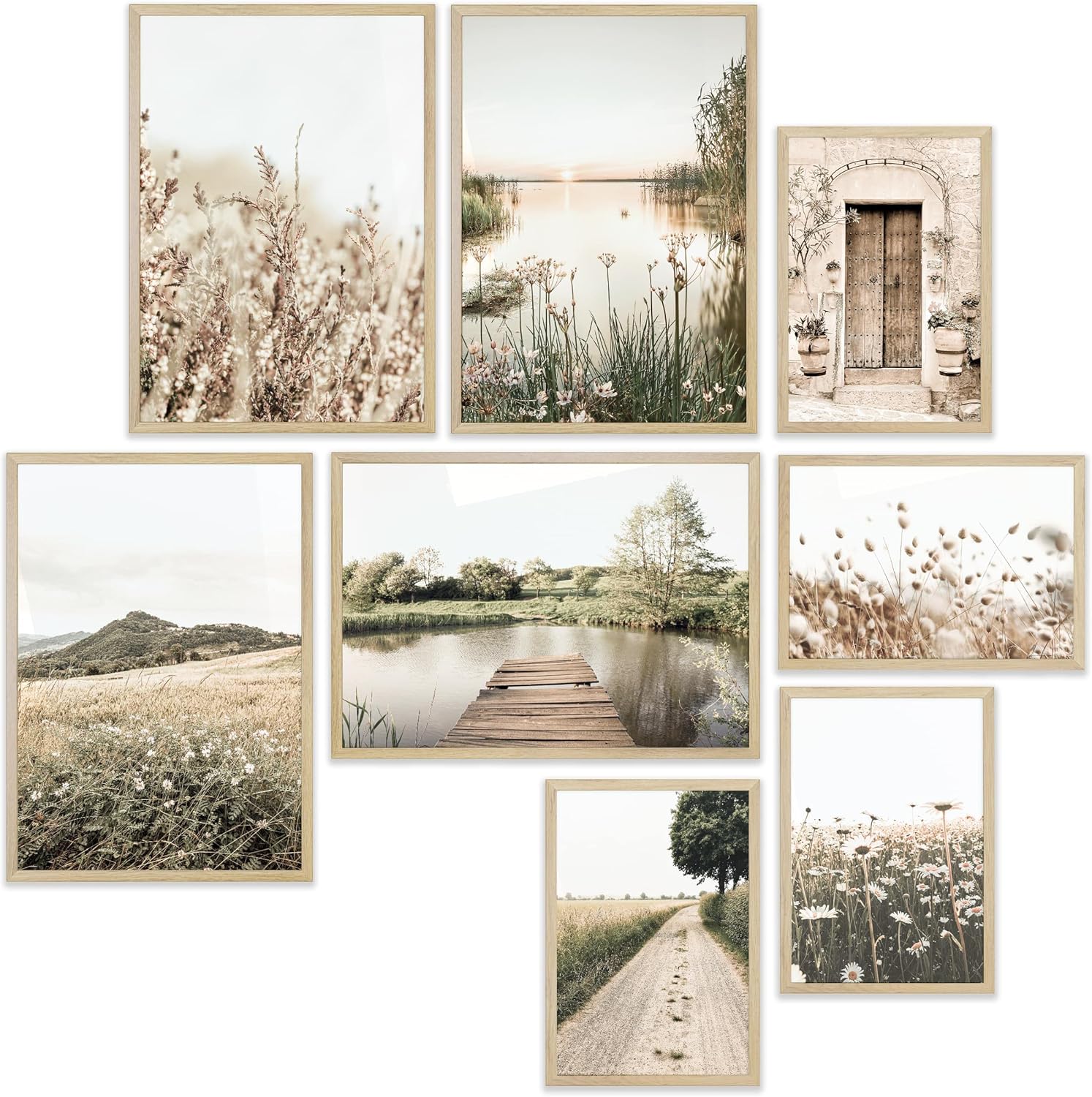 Heimlich® Premium Poster Set mit Bilderrahmen Holz Eiche | 4 x DIN A3 ...