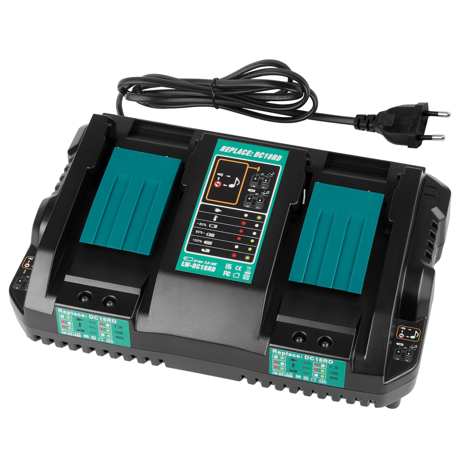 4A 14,4V~18V Dual Port Ersatz Ladegerät für Makita ASUNCELL DC18RD Li ...