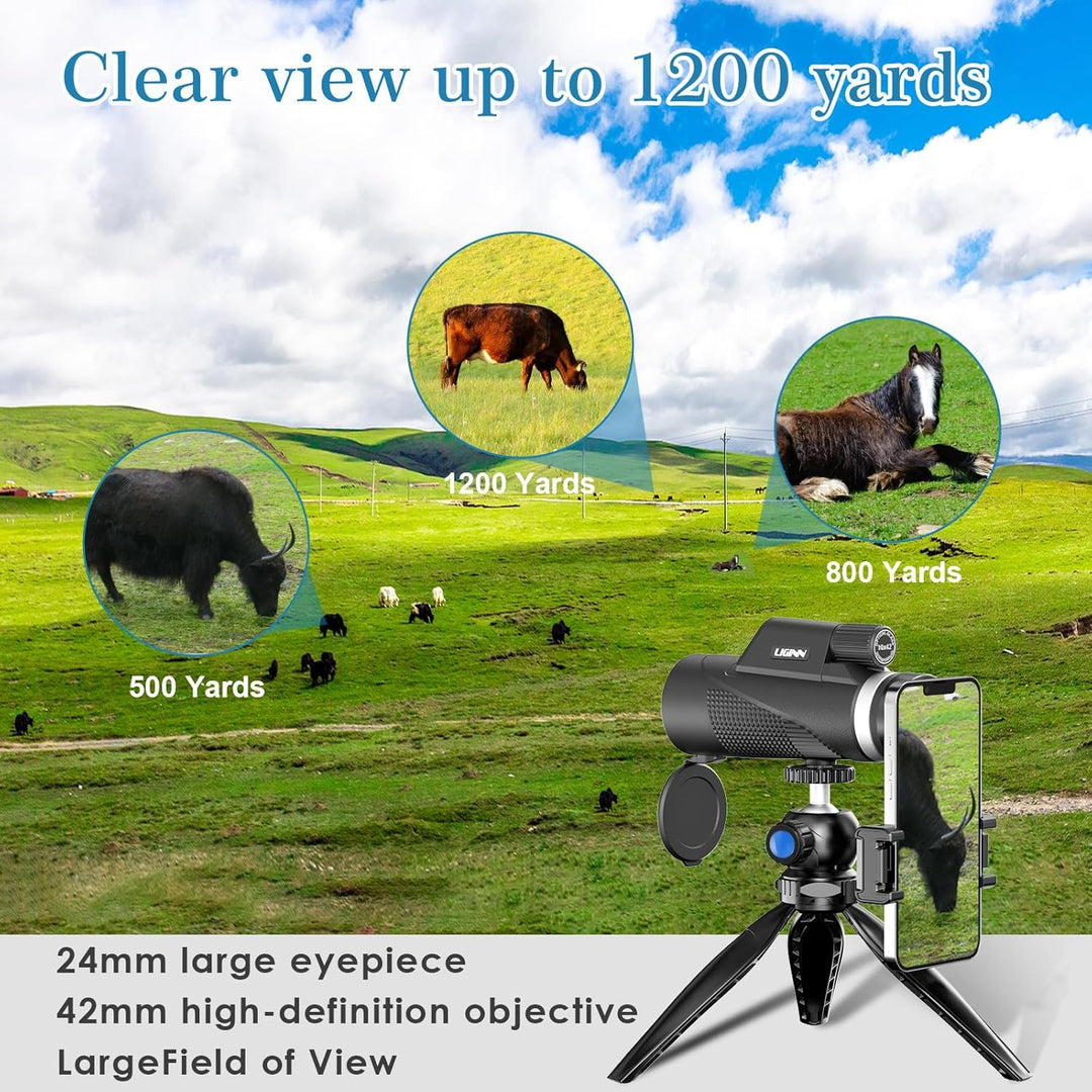 Monocular, 12x50 Monocular Telescope, FMC BAK4 Prisma Monokular Ferngl – techstudio.ch