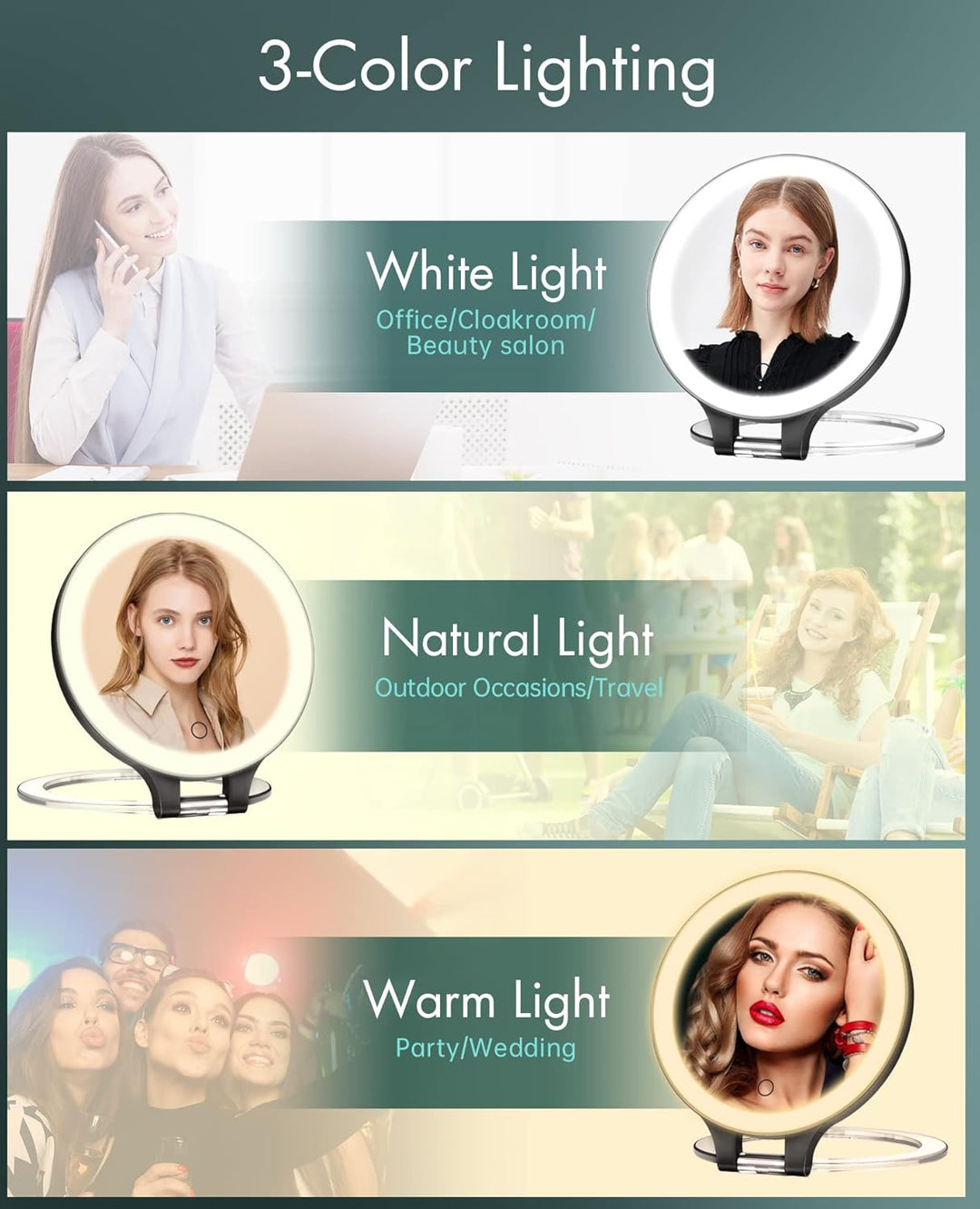 FASCINATE Schminkspiegel mit Licht,10X/1X Doppelseitig Vergrösserungss ...