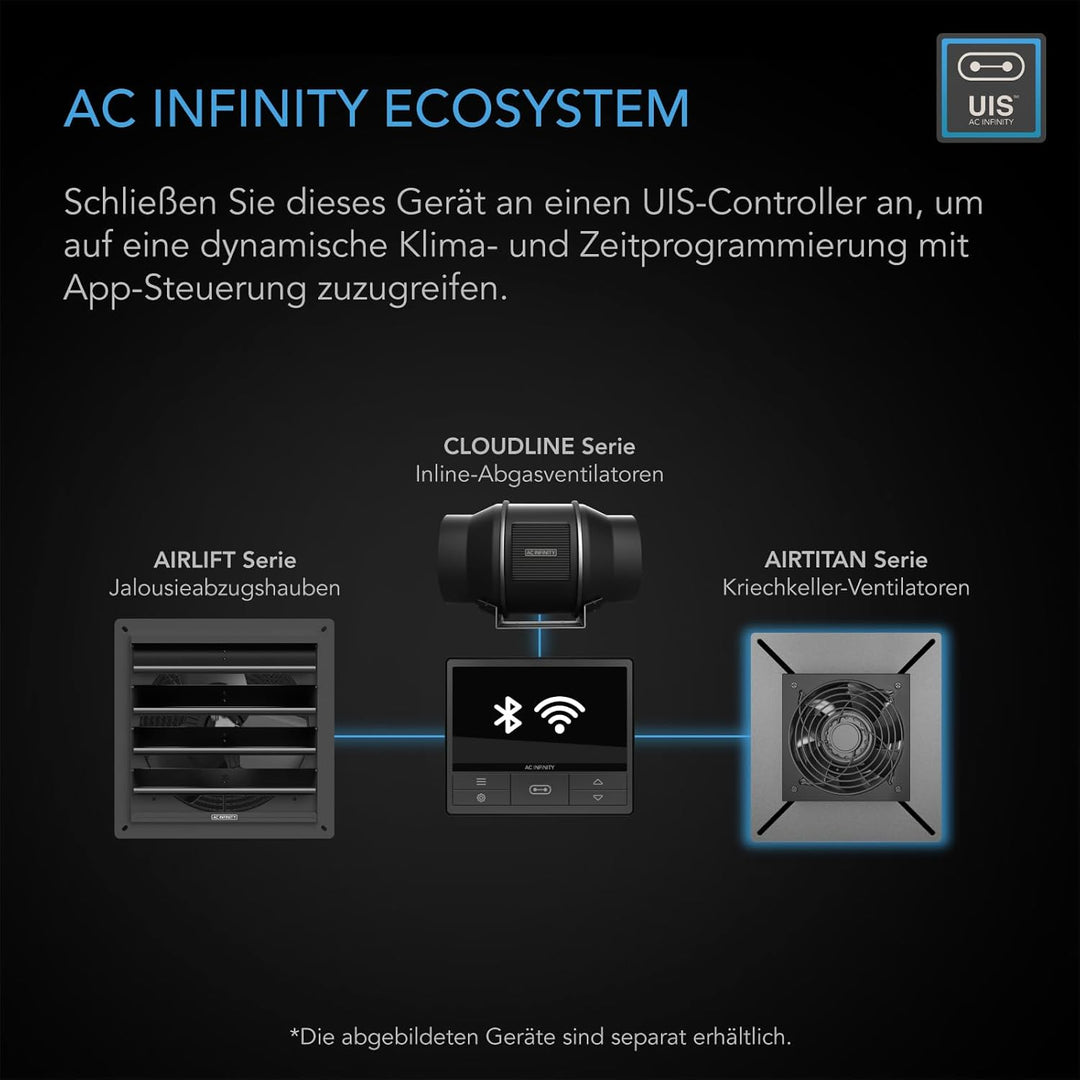 AC Infinity AIRTITAN T7, Ventilator 300mm mit Temperatur-Feuchtigkeits ...