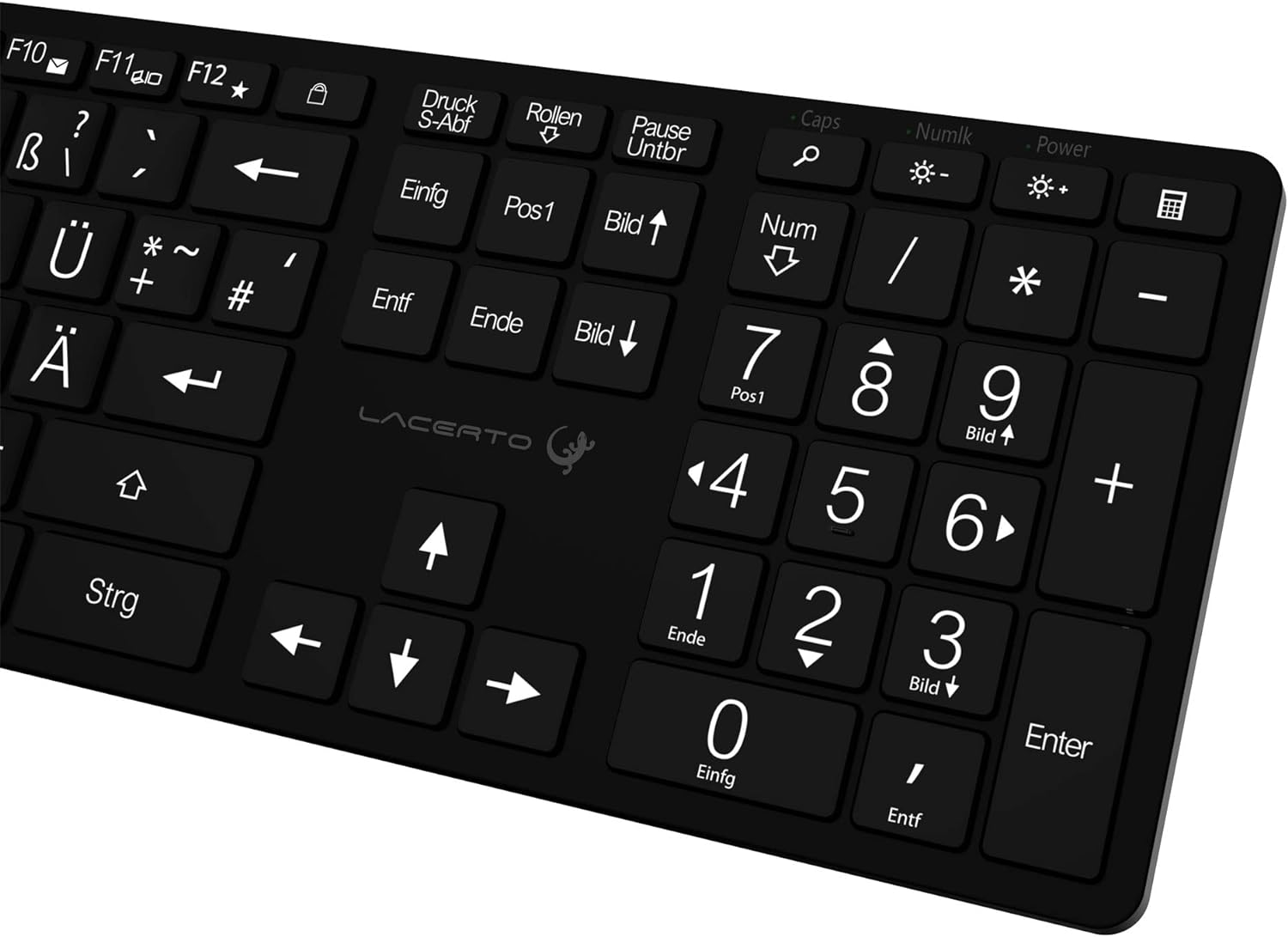 Lacerto® | Deutsche Tastatur (QWERTZ) mit grossen Buchstaben, weisser ...