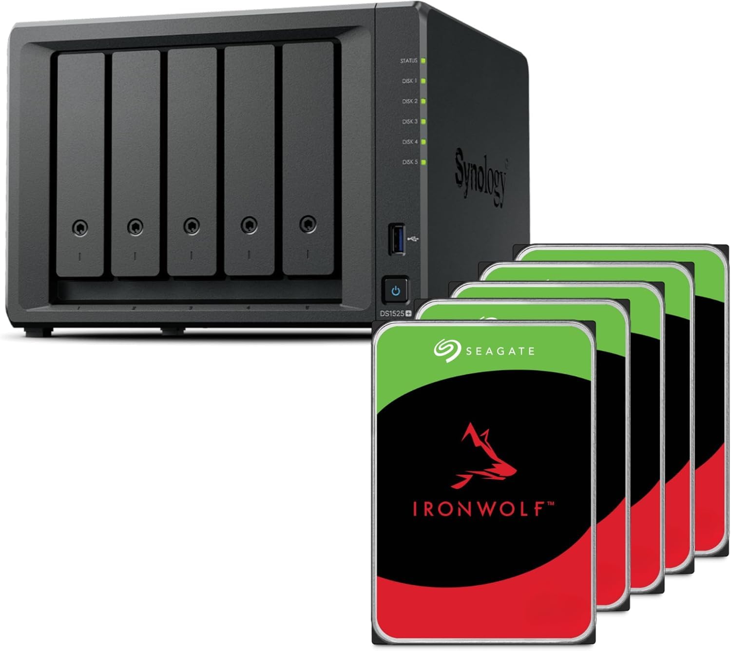 Synology Diskstation NAS DS1525+ Bundle 20TB Seagate (5X 4TB Ironwolf ...