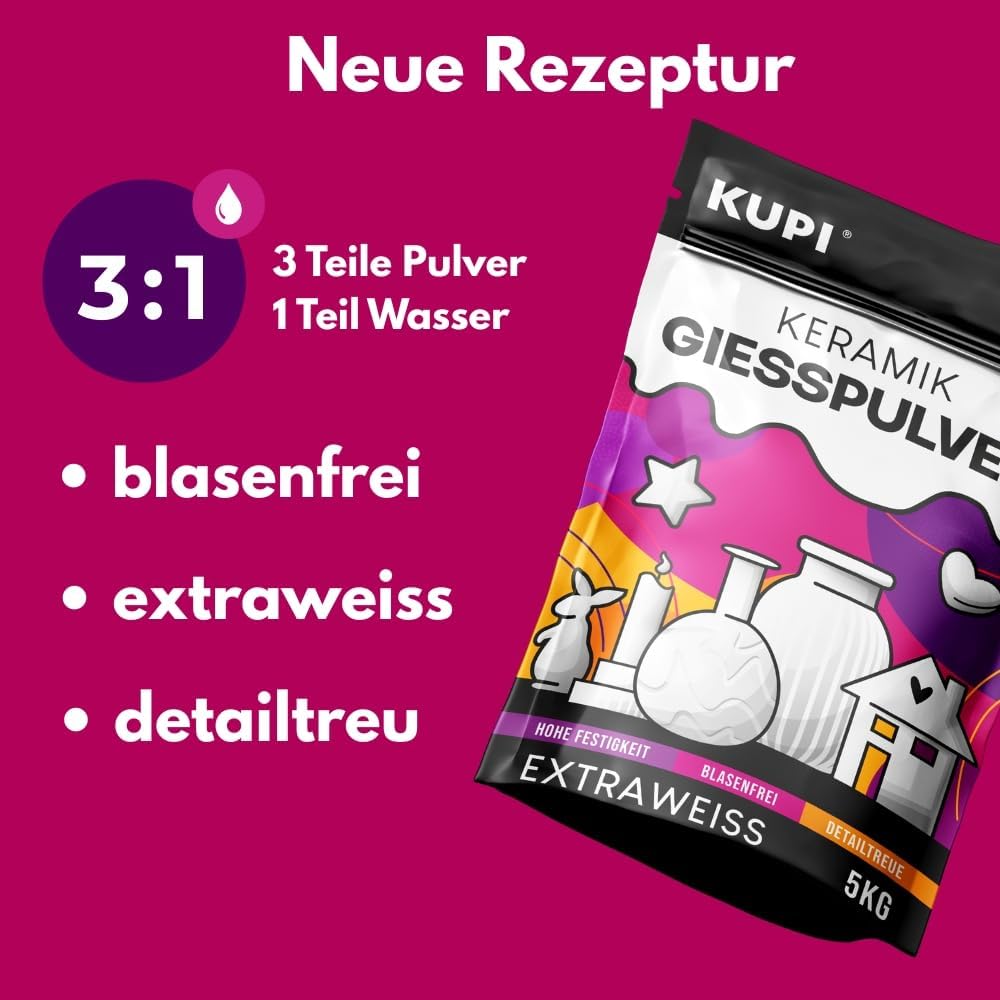 Keramik Giesspulver Weiss 10kg | Gips zum Giessen Lufthärtend & Geruch – techstudio.ch