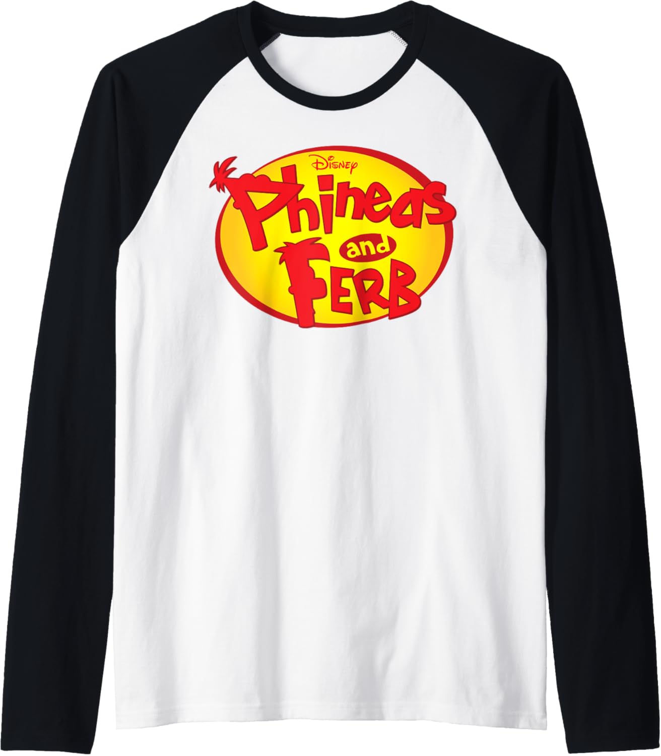 Disney Phineas und Ferb Red Show Logo Orange Circle Raglan – techstudio.ch