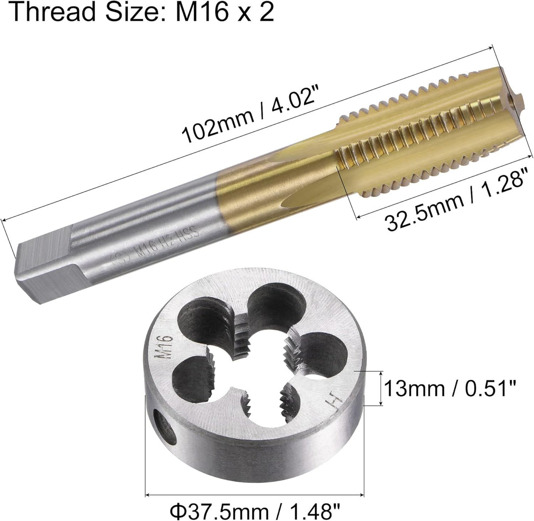 sourcing map Gewindebohrer Matrizensatz Metrisch M16 x 2 Hochgeschwind ...