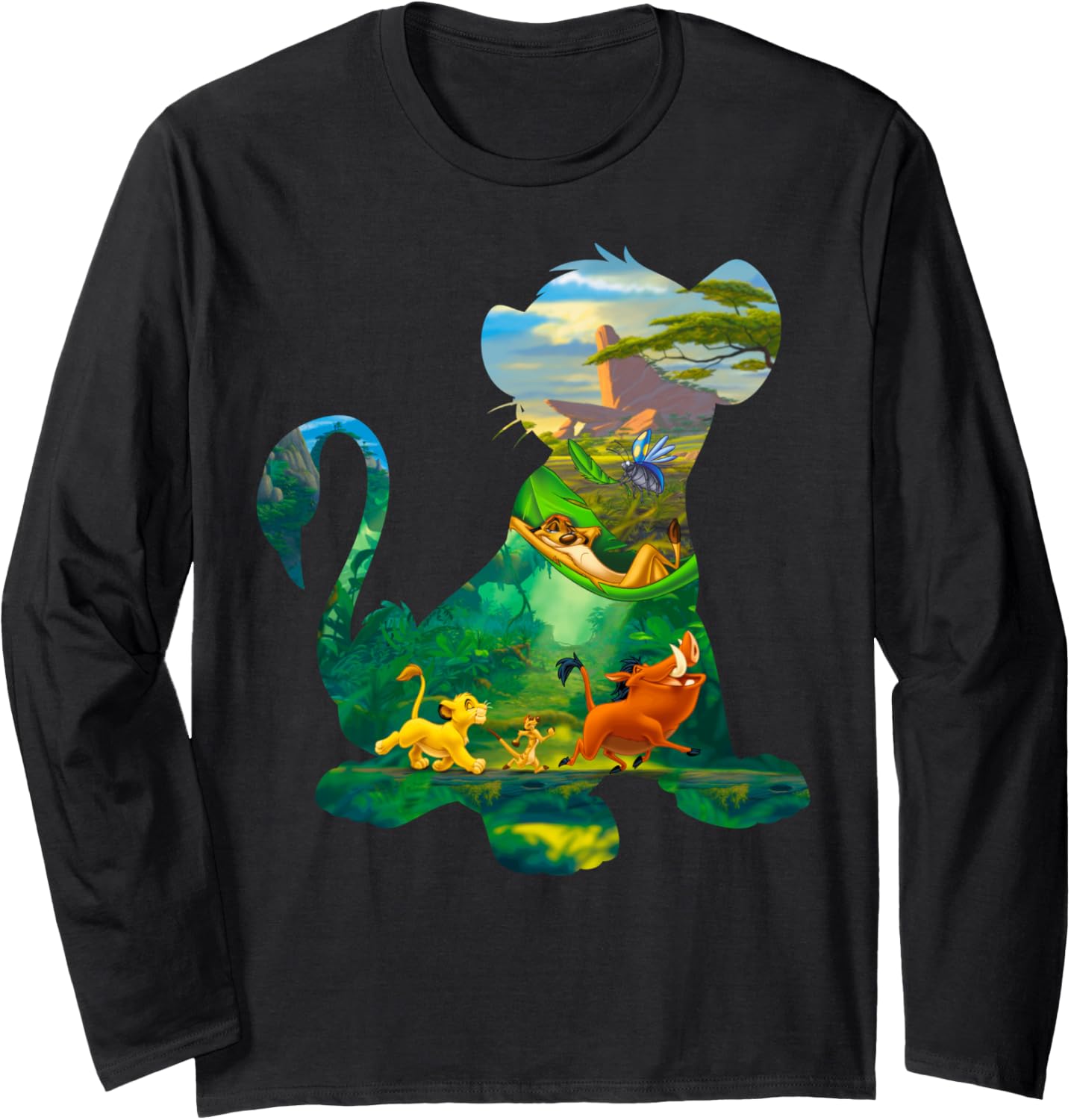 Disney The Lion King Timon Pumbaa Simba SIlhouette Fill Langarmshirt ...