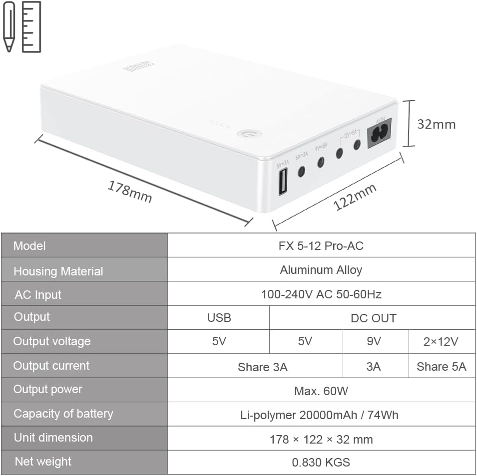 Shanqiu Mini UPS Unterbrechungsfreie Stromversorgung für Router, Modem ...