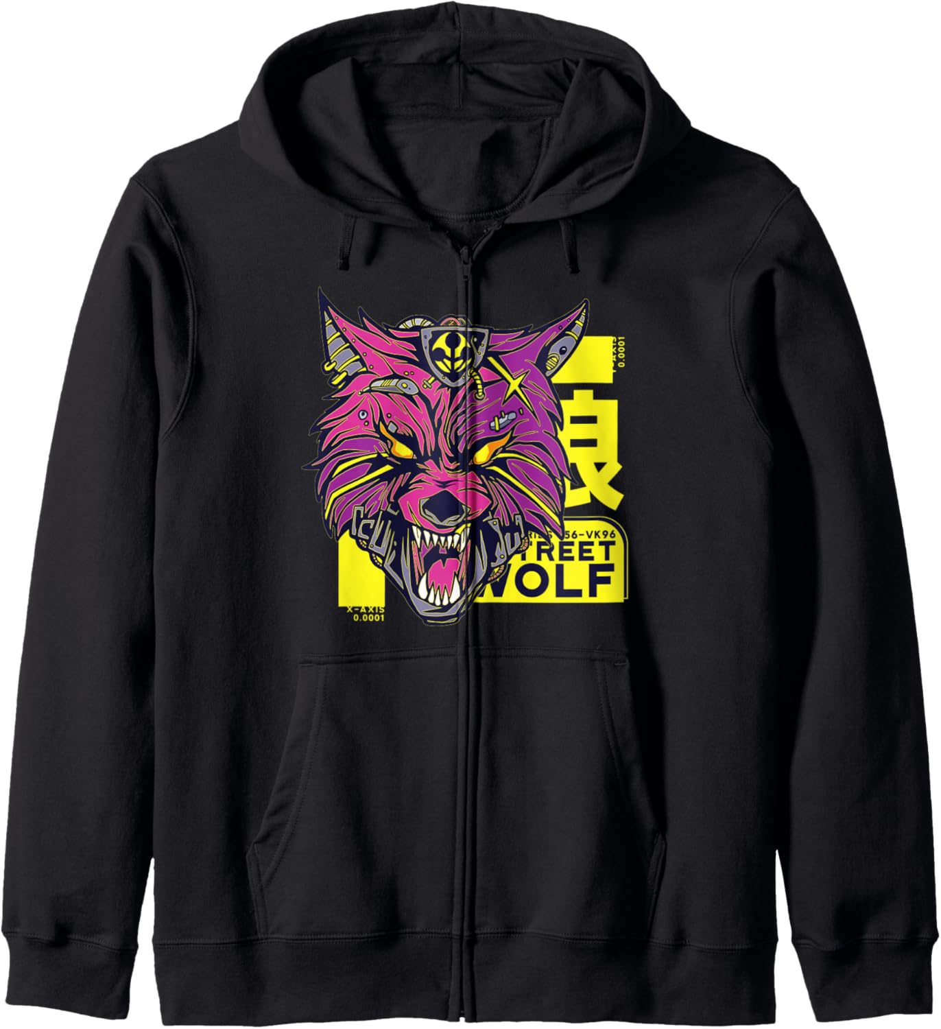 Cyberpunk Wolf Illustration - Vaporwave Retro Retrowave 80s Kapuzenjac ...