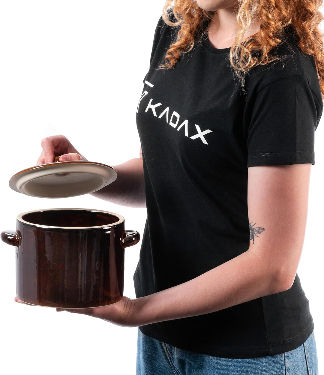 KADAX Steinzeugtopf, Keramiktopf mit Seitengriffen und Deckel, Spülmas ...