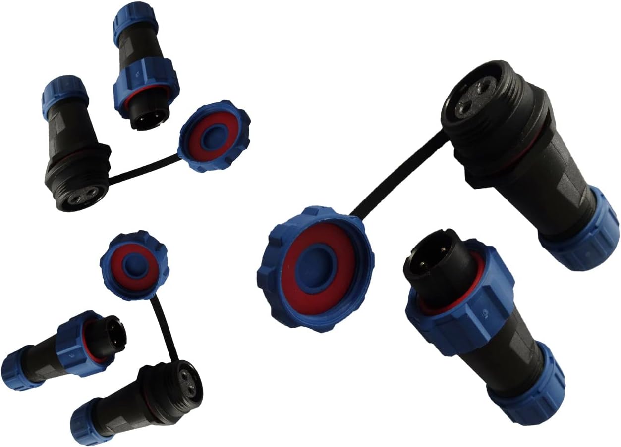 230V 12V IP68 13mm 2-polig, 2-Pin, Rundstecker, Buchse, Verbinder Stec ...