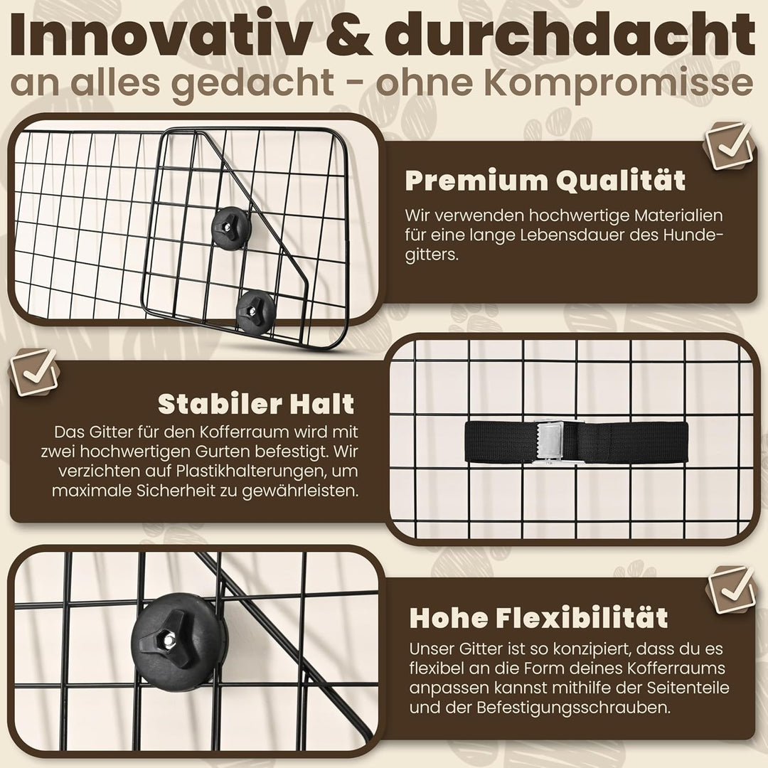 Hundegitter Auto Kofferraum | hochwertiges und stabiles Kofferraum Tre ...