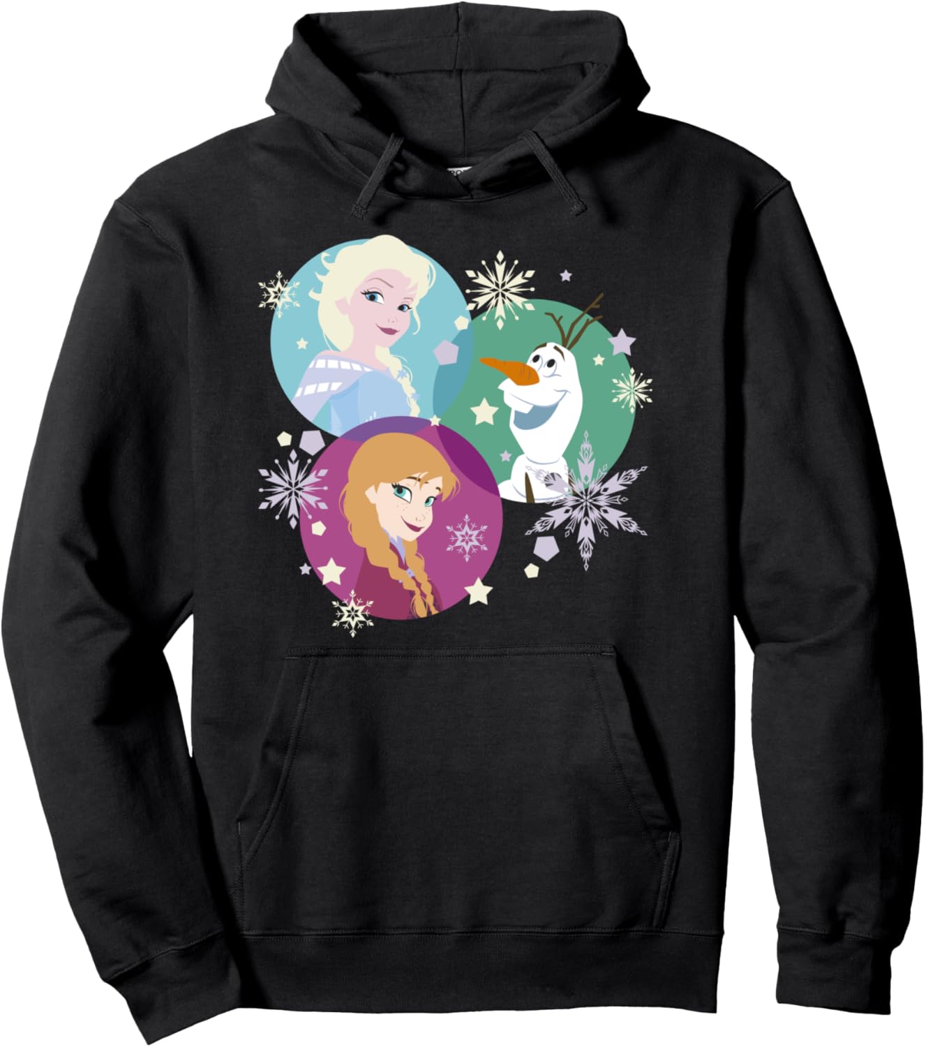 Disney Frozen Elsa Anna Olaf Circle Cartoon Portraits Pullover Hoodie ...