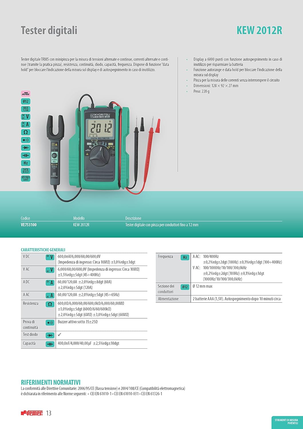Kyoritsu KEW 2012R Digitales Multimeter mit Mini-Zange zur Messung von – techstudio.ch
