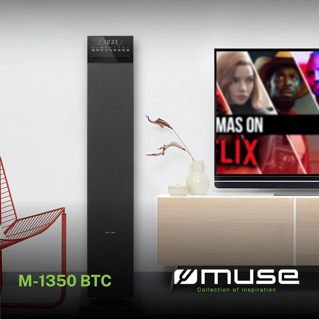 MUSE M-1350 BTC Bluetooth Lautsprecher Tower mit integriertem Subwoofe ...