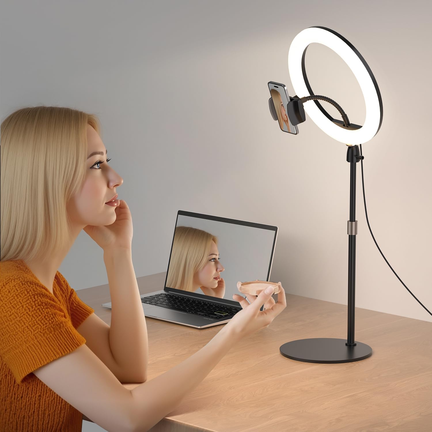 Aureday 12 Zoll Ringlicht mit Stativ, Handy Stativ mit Ringlicht mit 3 ...