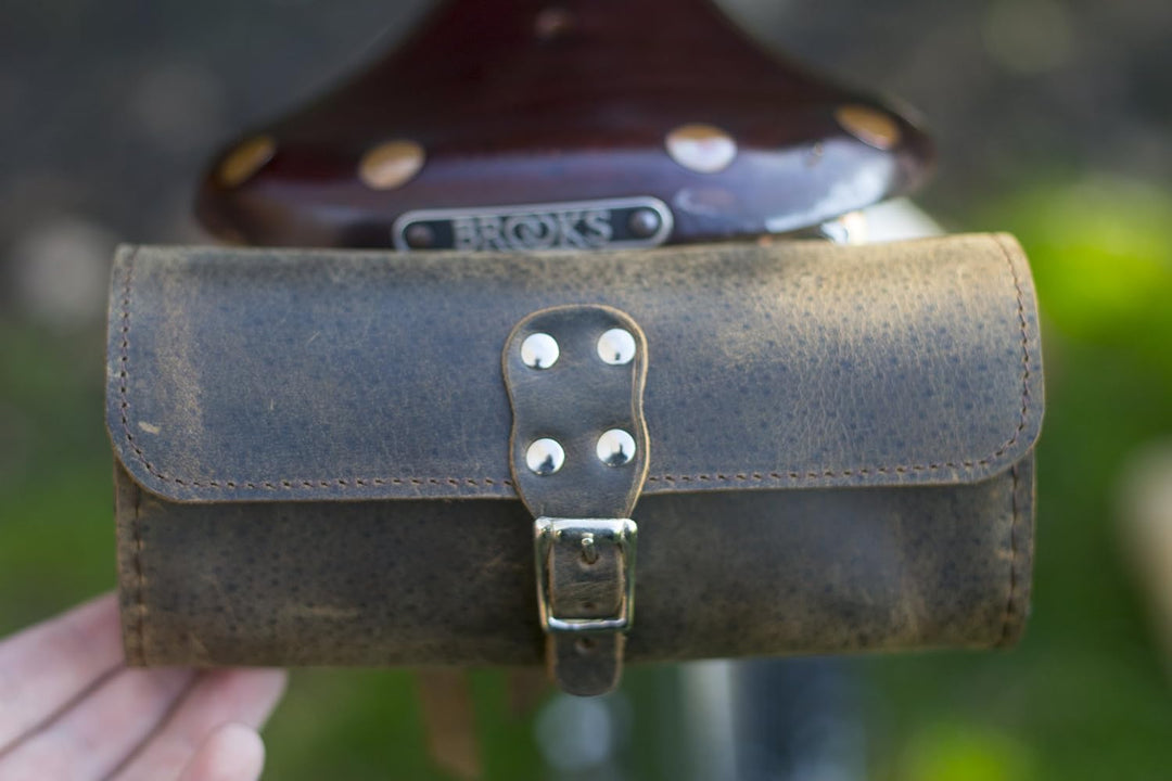 London Craftwork Fahrrad Satteltasche Echtleder RAW Braun Vintage Styl ...